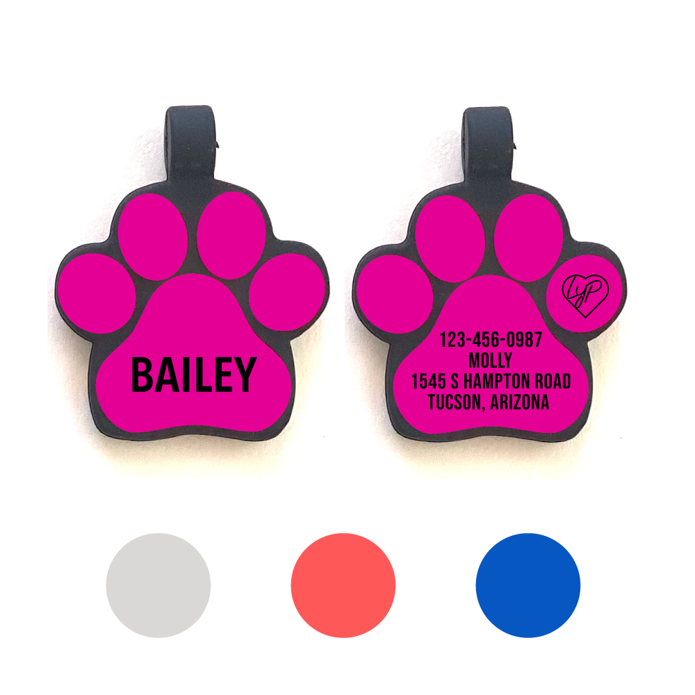 Soundless Paw Dog Tag - Silicone - Multiple Colors - Fast Shipping ...